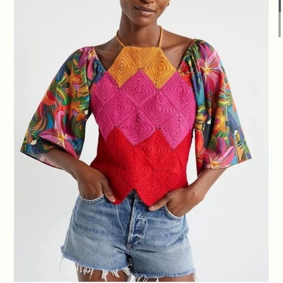 FARM Rio | Tops | Farm Rio Crochet Crop Top For Anthro | Poshmark